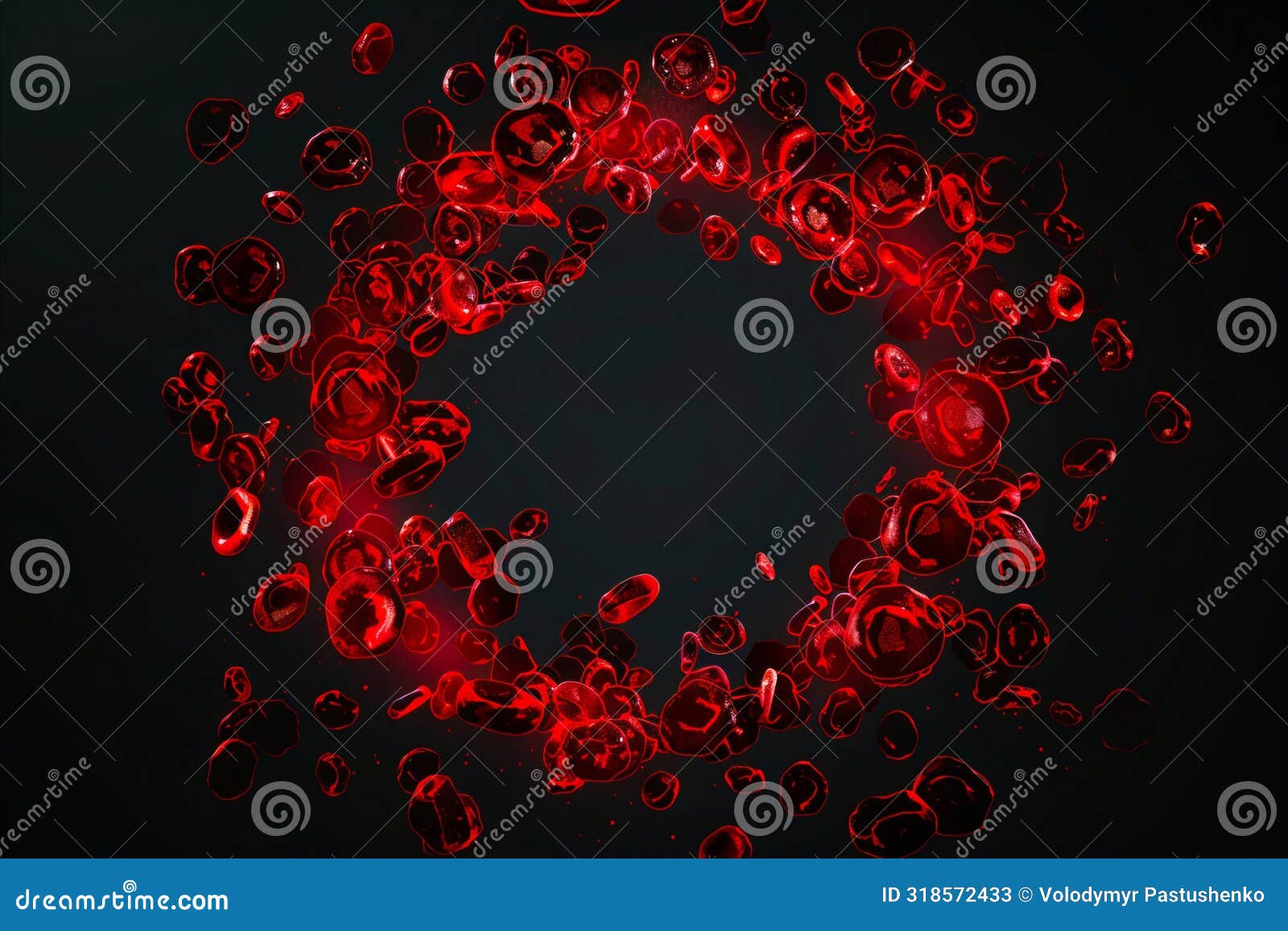 Blood Cells in a Circle on Black Background Stock Image - Image of ...