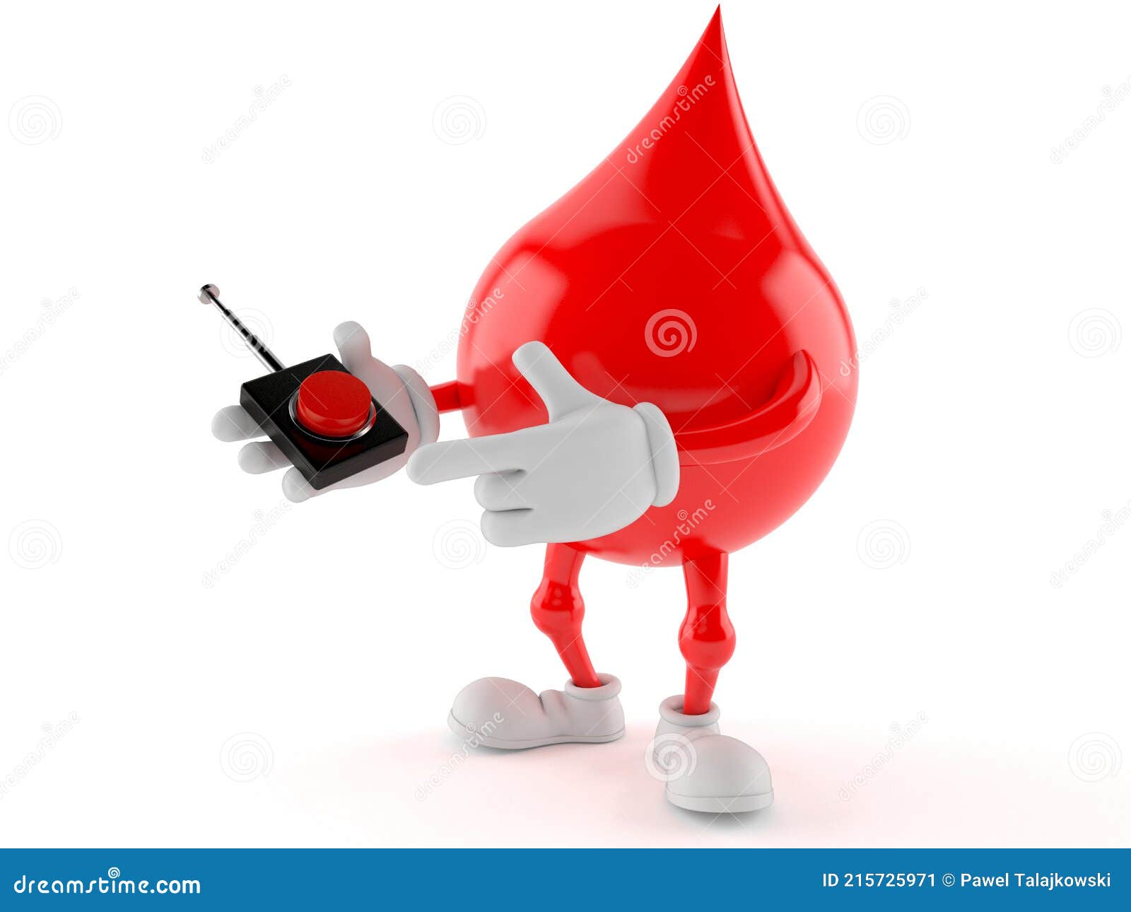 Blood Character Pushing Button on White Background Stock Illustration ...