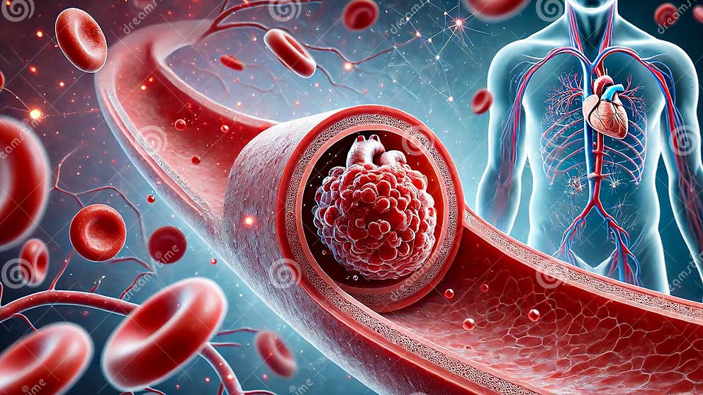 Blood Clot in an Artery. Clot Obstructing the Blood Flow within the ...