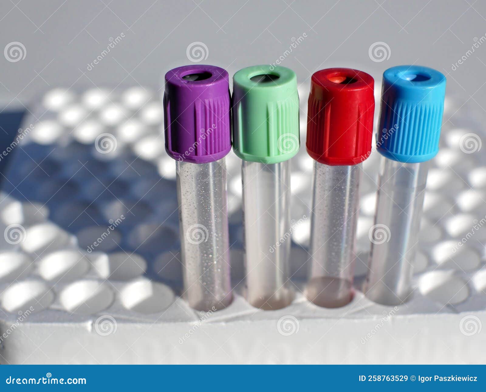 Blood Collection Tubes with Colored Stoppers Stock Image - Image of ...