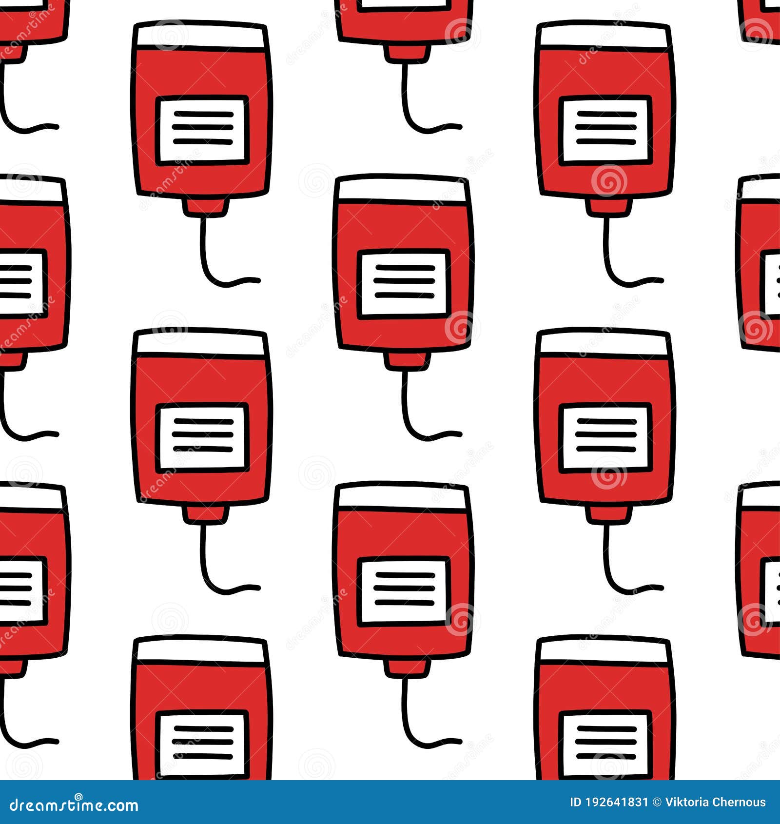 Blood Donation Seamless Doodle Pattern, Vector Color Illustration Stock ...