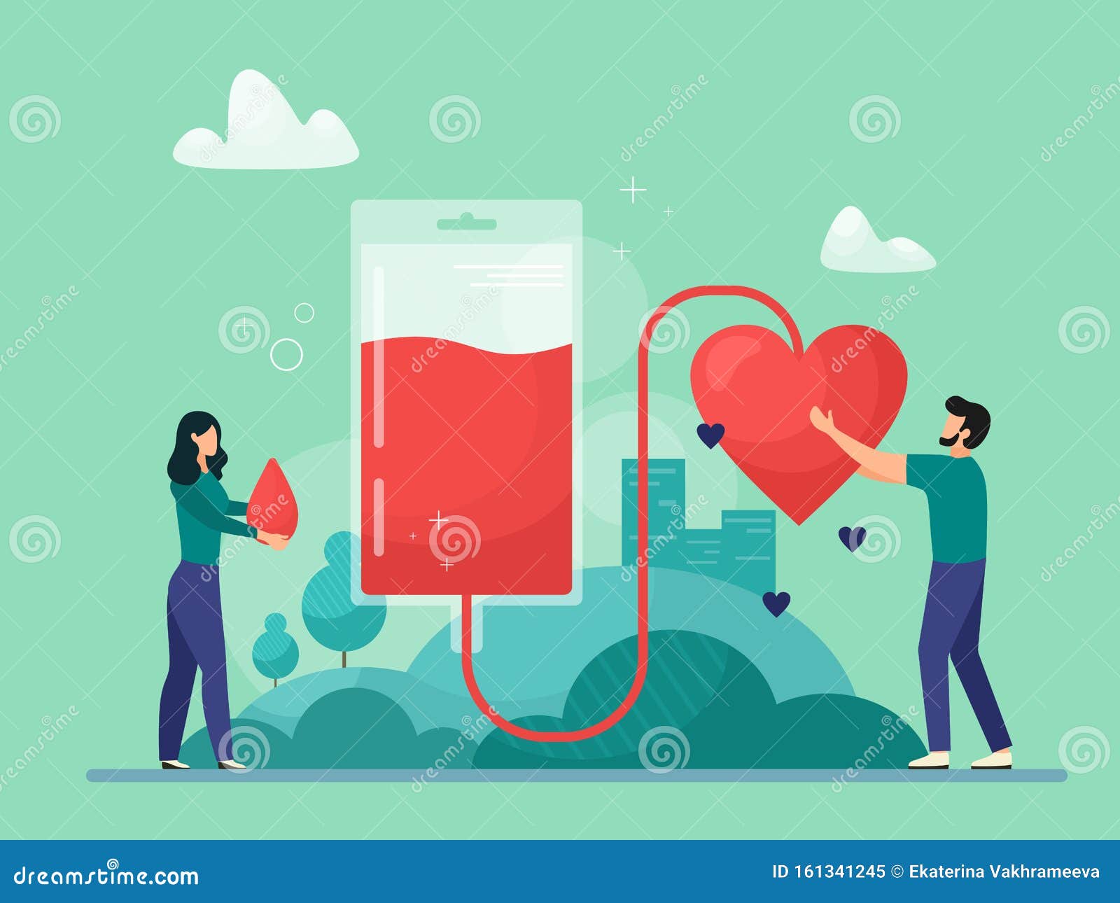 Blood Donation Vector Illustration. Emergency and Blood Transfusion Concept. Patient Support ...