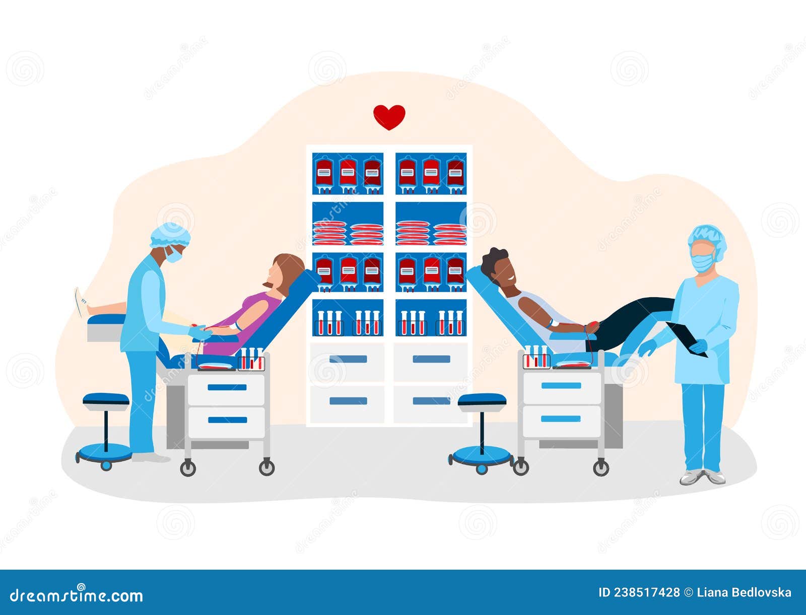 Volunteer Donates Blood As Donor. Doctor Takes Tests, Blood Collection ...