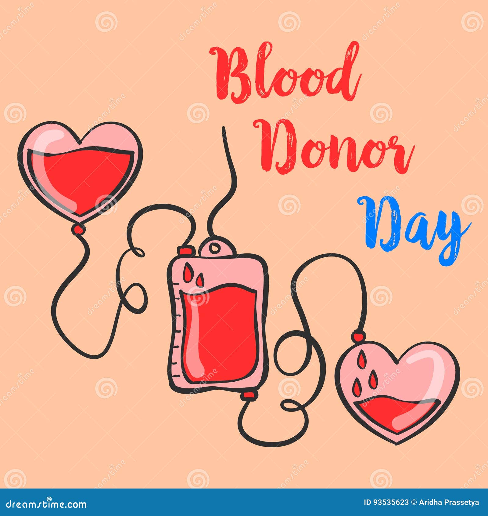 Blood Donor Day Hand Draw Doodle Style Stock Vector - Illustration of ...
