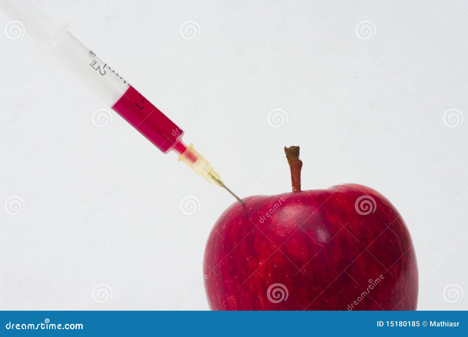 Blood Drawn Out of Red Apple Stock Image - Image of genetic, injection ...