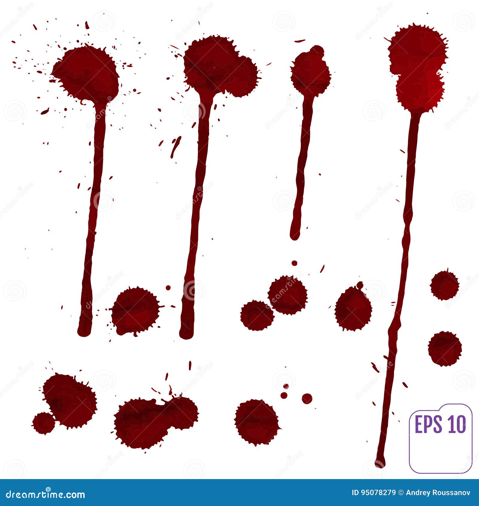 Blood Drip. Vector Red Ink Stain, Blots and Splashes Stock Vector ...