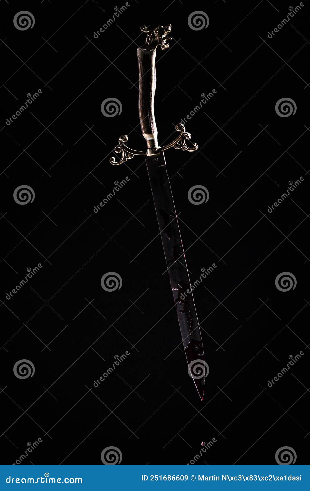 Blood drips from the sword stock image. Image of front - 251686609