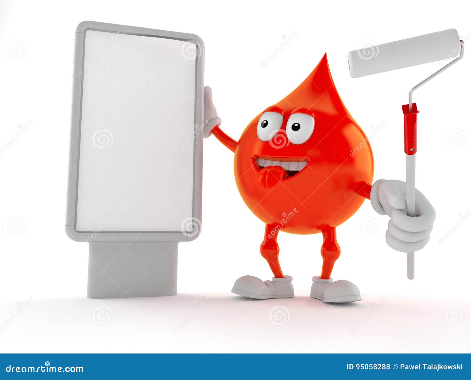 Blood Drop Character With Blank Billboard Stock Illustration ...
