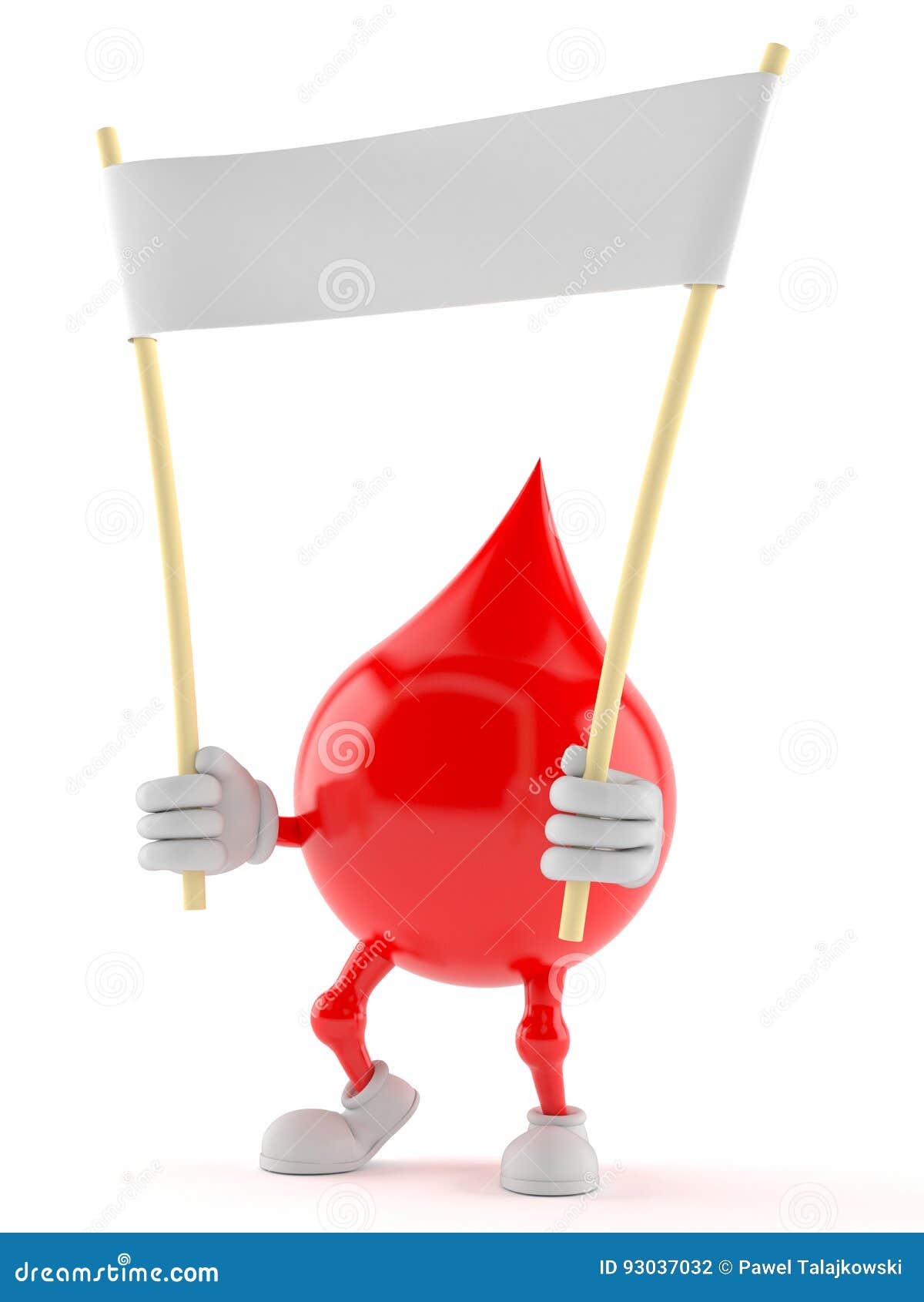 Blood Drop Character Holding Blank Banner Stock Illustration ...