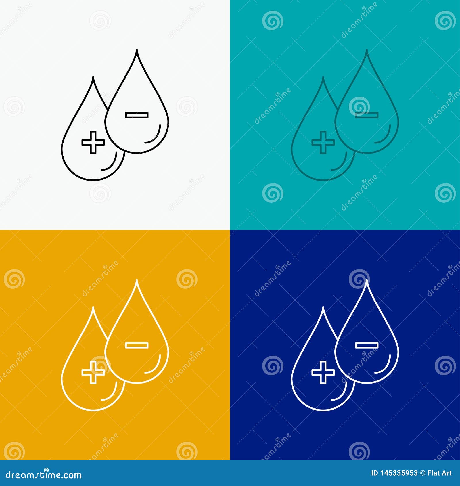 Blood, Drop, Liquid, Plus, Minus Icon Over Various Background. Line ...