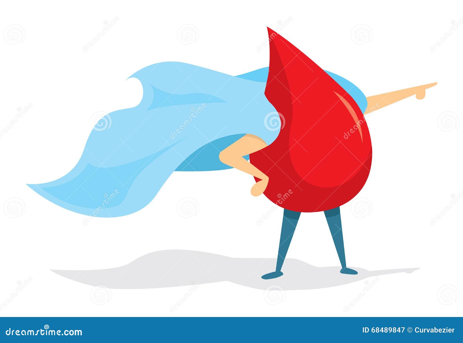 Blood Drop Super Hero Standing with Cape Stock Vector - Illustration of ...