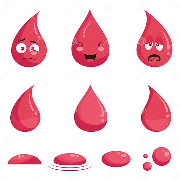 Red Blood Drop Vector Illustration Icon Set Stock Vector - Illustration ...