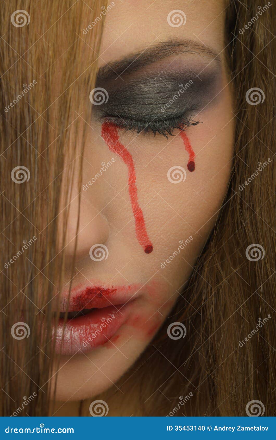 Blood from the Eyes and Face of Woman Stock Photo - Image of close ...