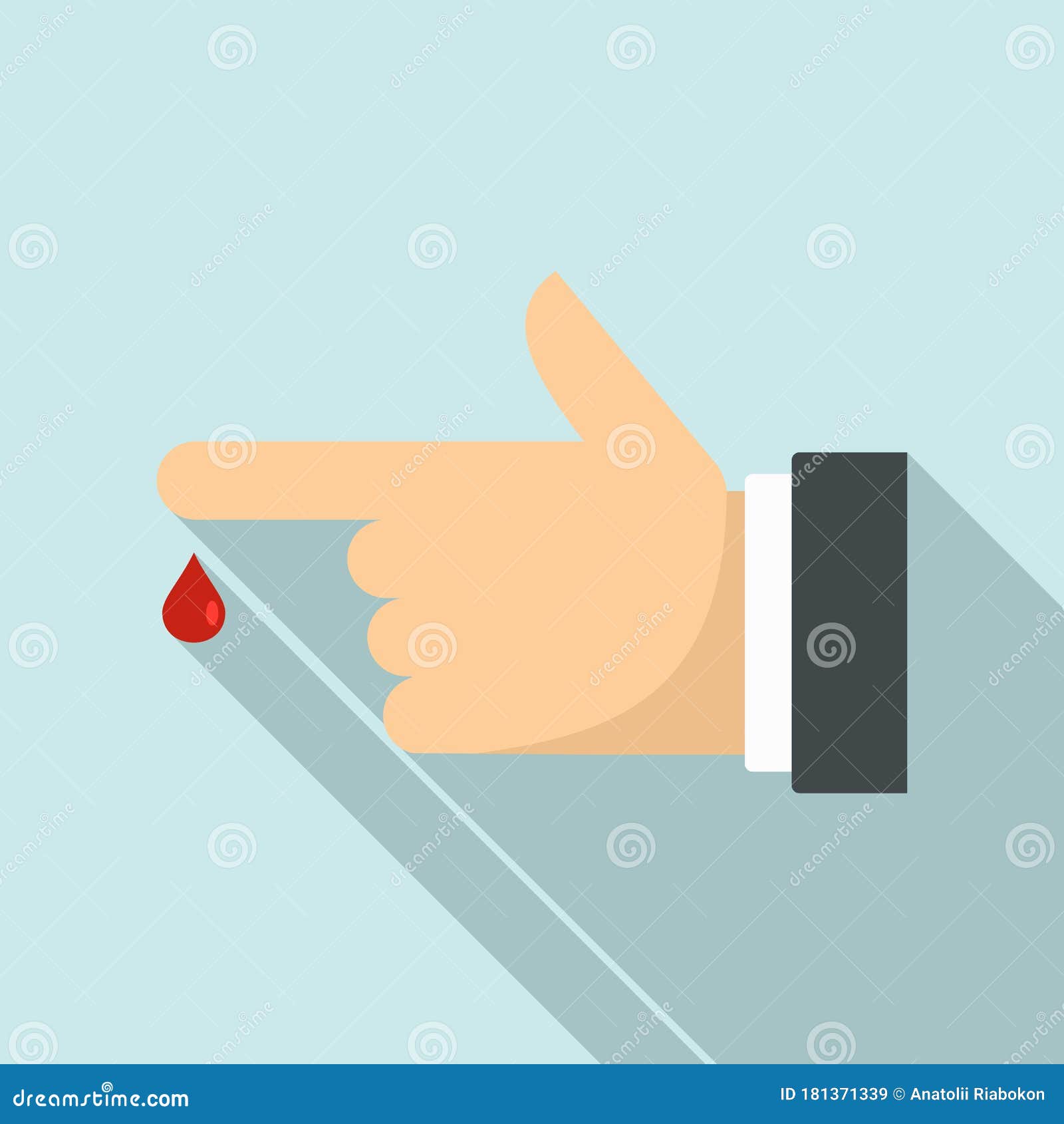 Blood Finger Hand Icon, Flat Style Stock Vector - Illustration of flat ...