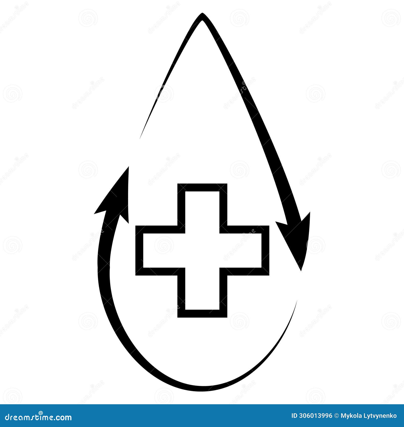 Blood Flow Drop Icon Arrows Red Cross, Blood Transfusion Circulation ...