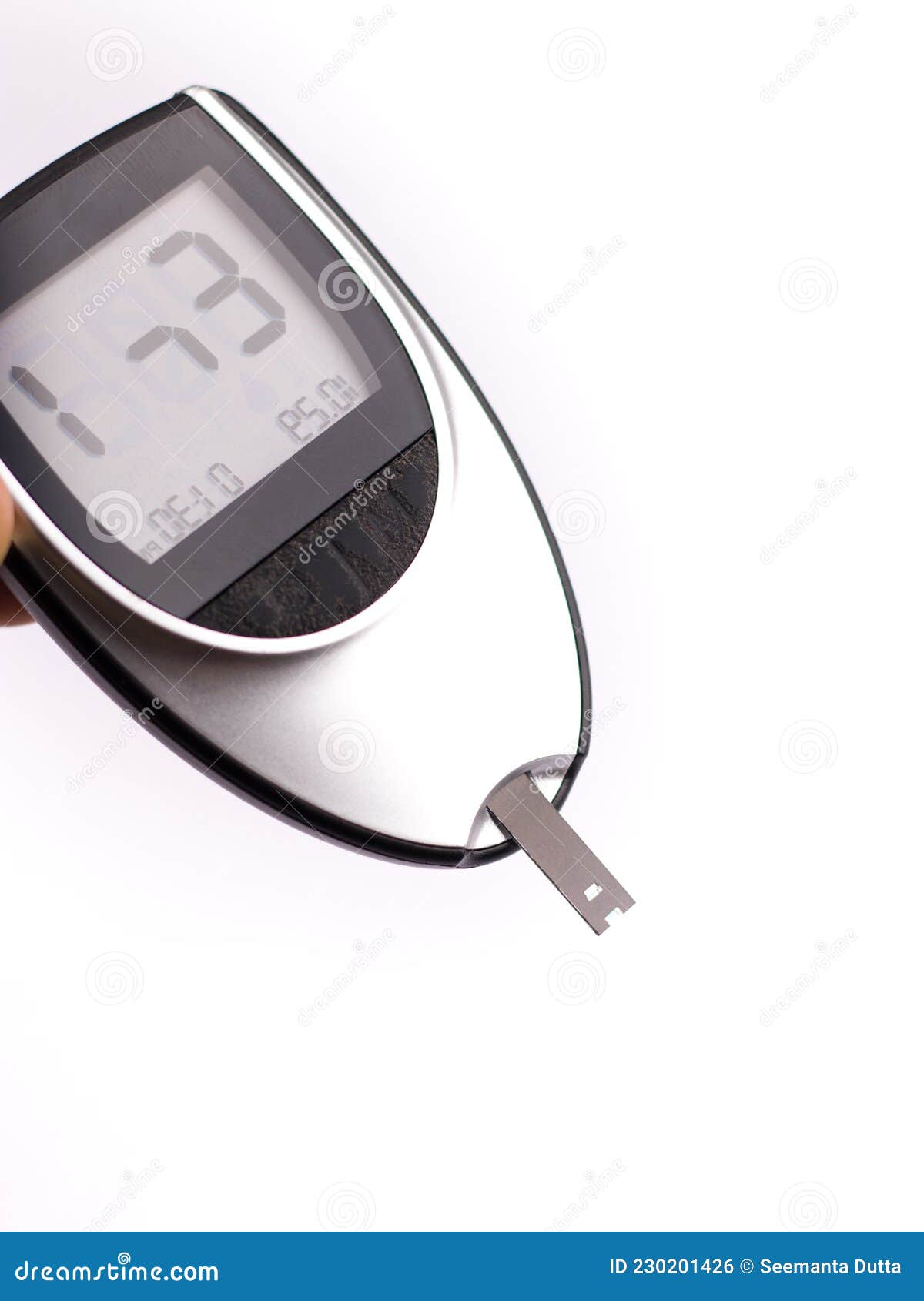 Blood Glucose Meter, the Blood Sugar Value is Measured on a Finger on ...