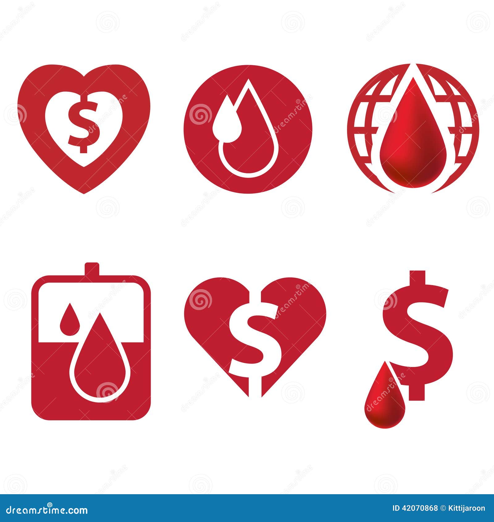 Blood and Heart Icon with Dollar Currency Stock Vector - Illustration ...