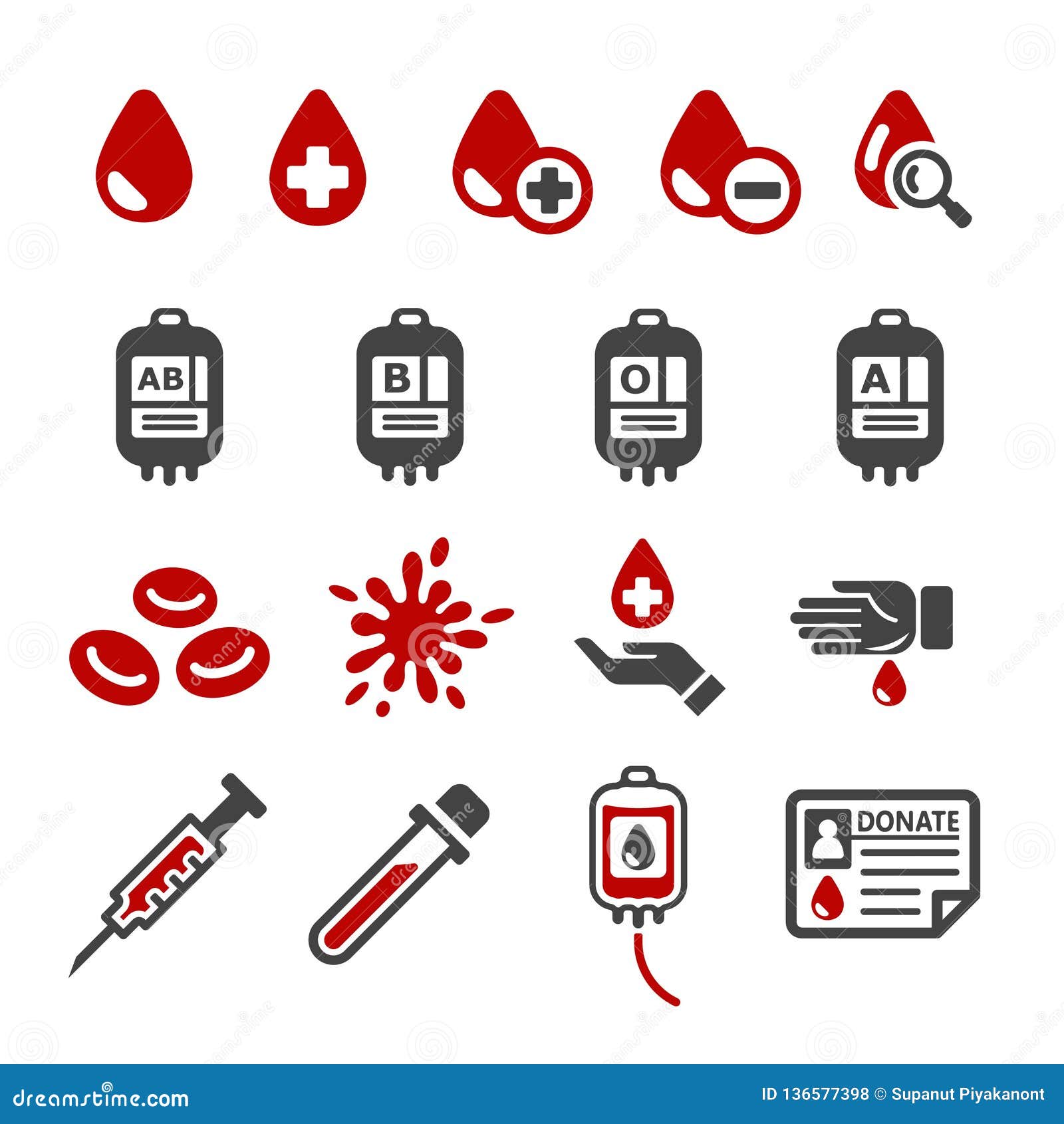 Blood icon set stock vector. Illustration of check, medical - 136577398