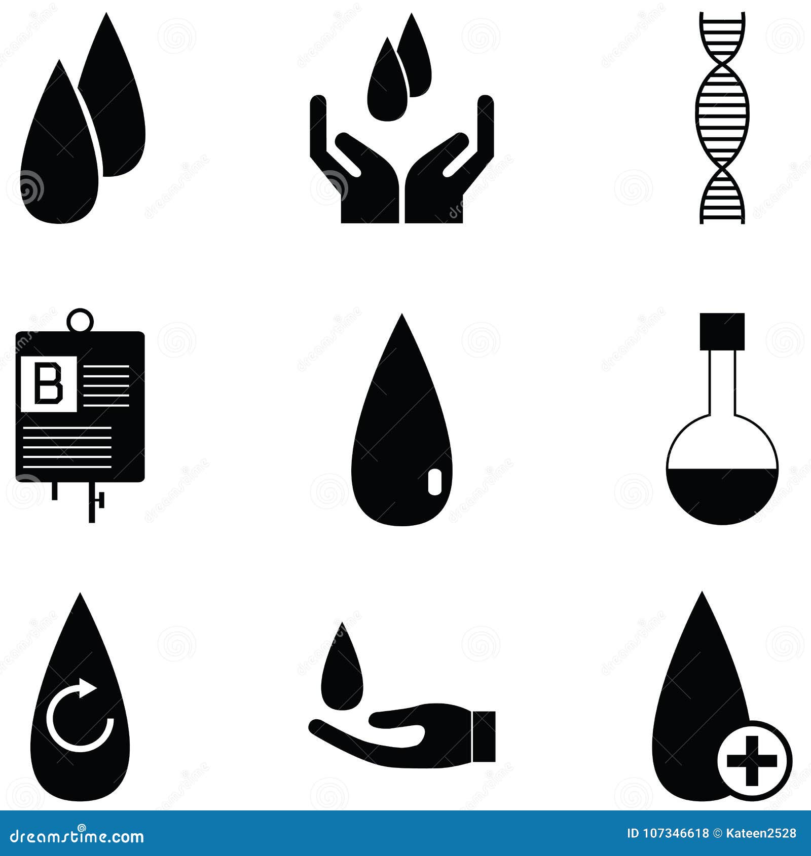 Blood icon set stock vector. Illustration of heart, medicine - 107346618