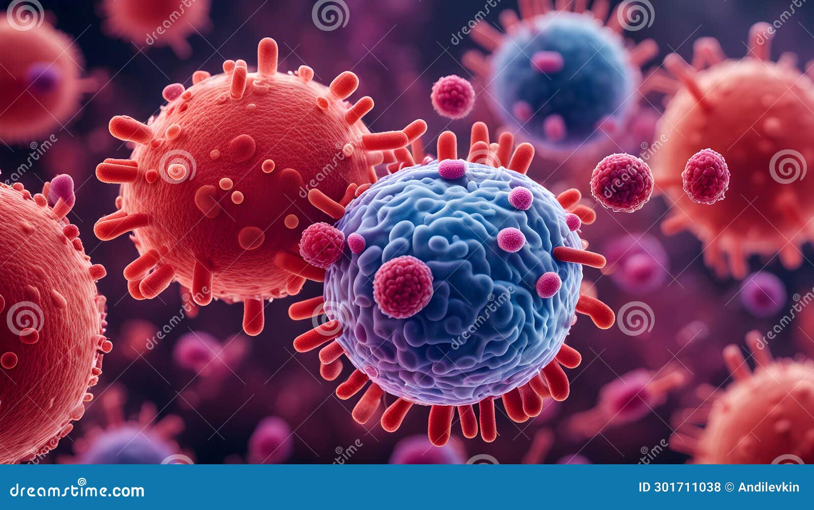 Blood Infection with Bacteria and Virus Cells Stock Photo - Image of ...