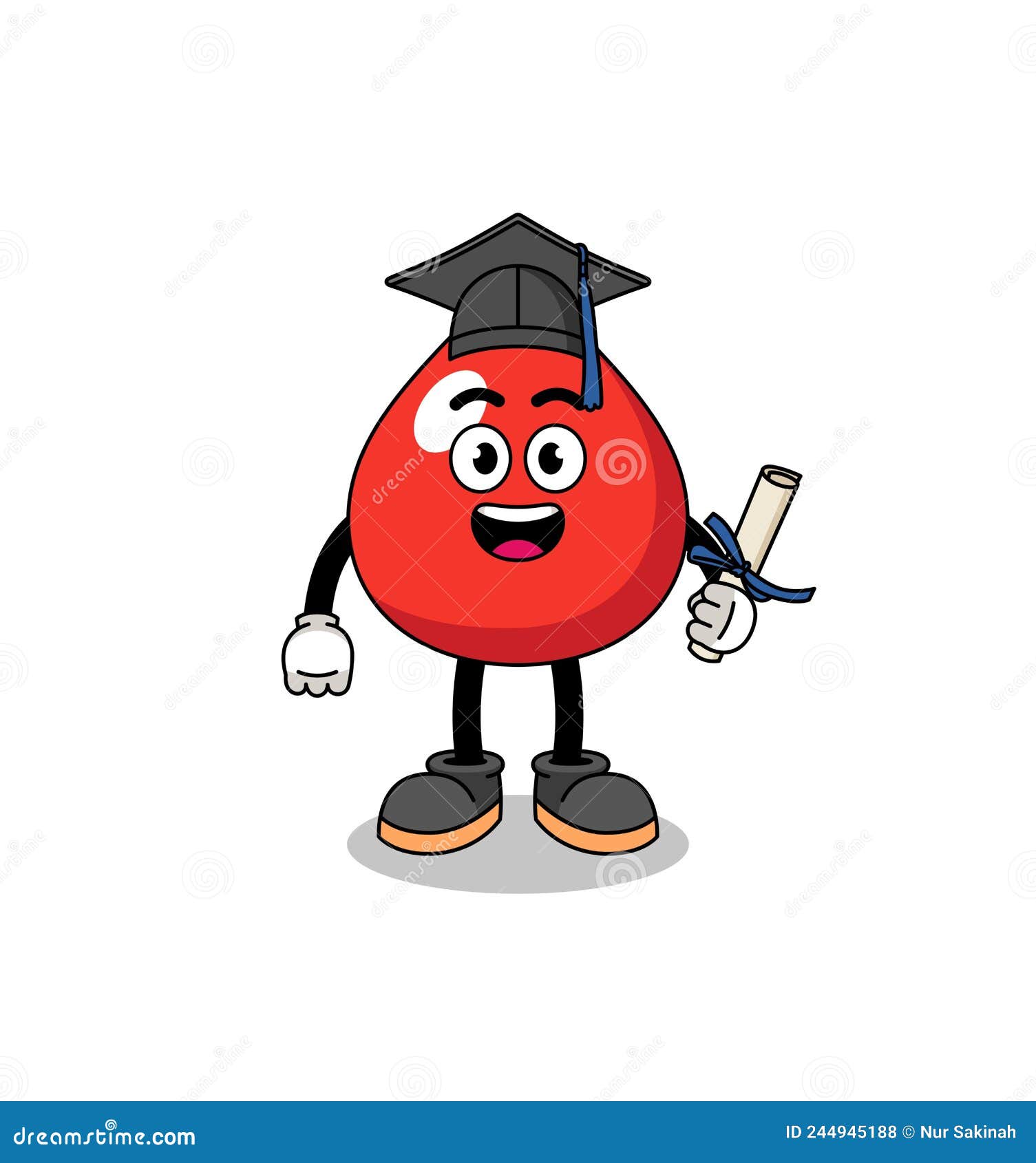 Blood Mascot with Graduation Pose Stock Illustration - Illustration of ...