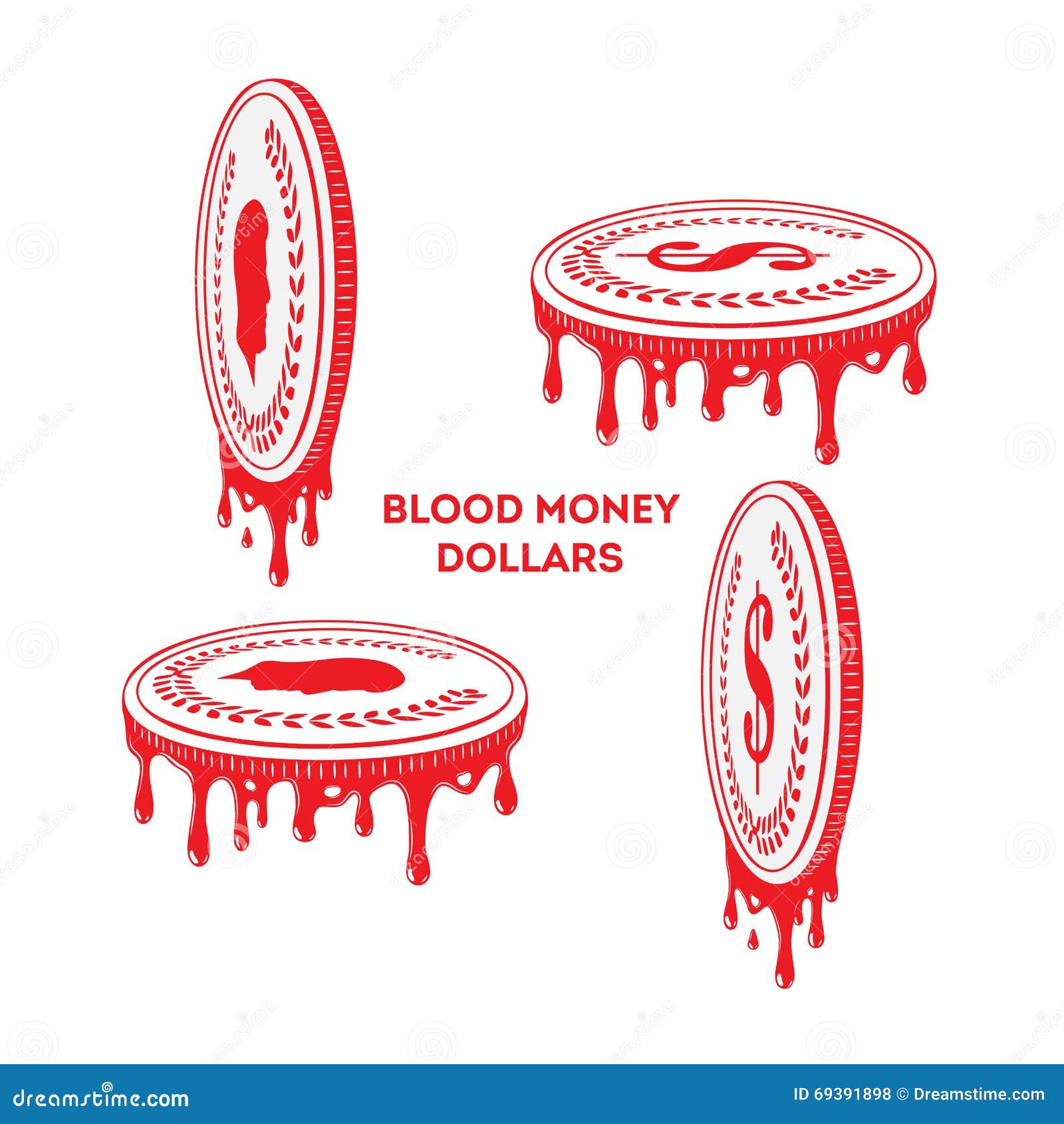 Blood money. dollar coins stock illustration. Illustration of globe ...