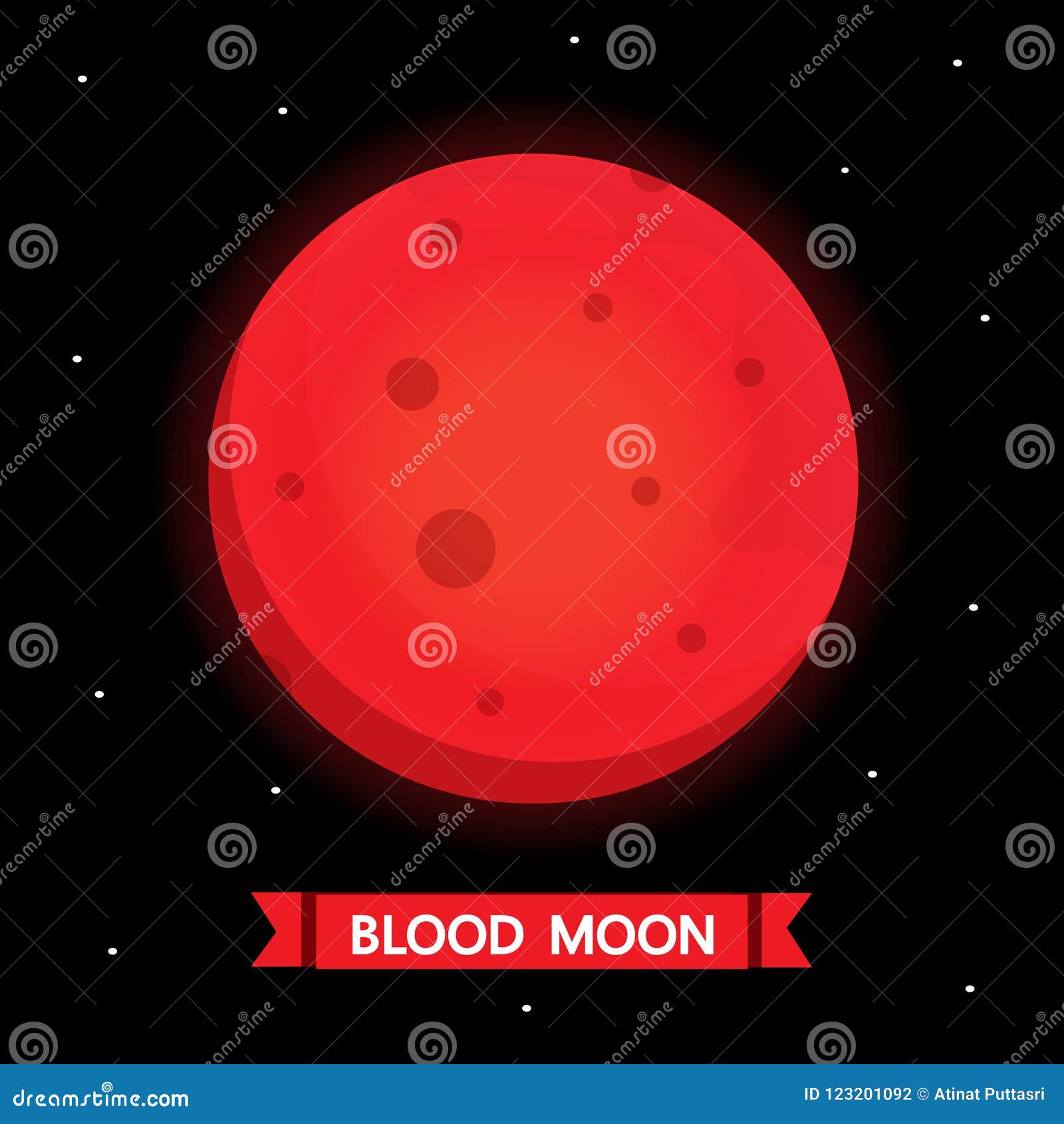 Blood Moon Cartoon Vector Design for Space World. Stock Vector ...