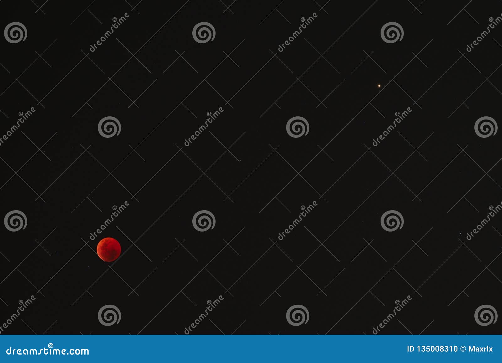 Blood Moon and Mars during Total Lunar Eclipse, As Viewed from Marginal ...