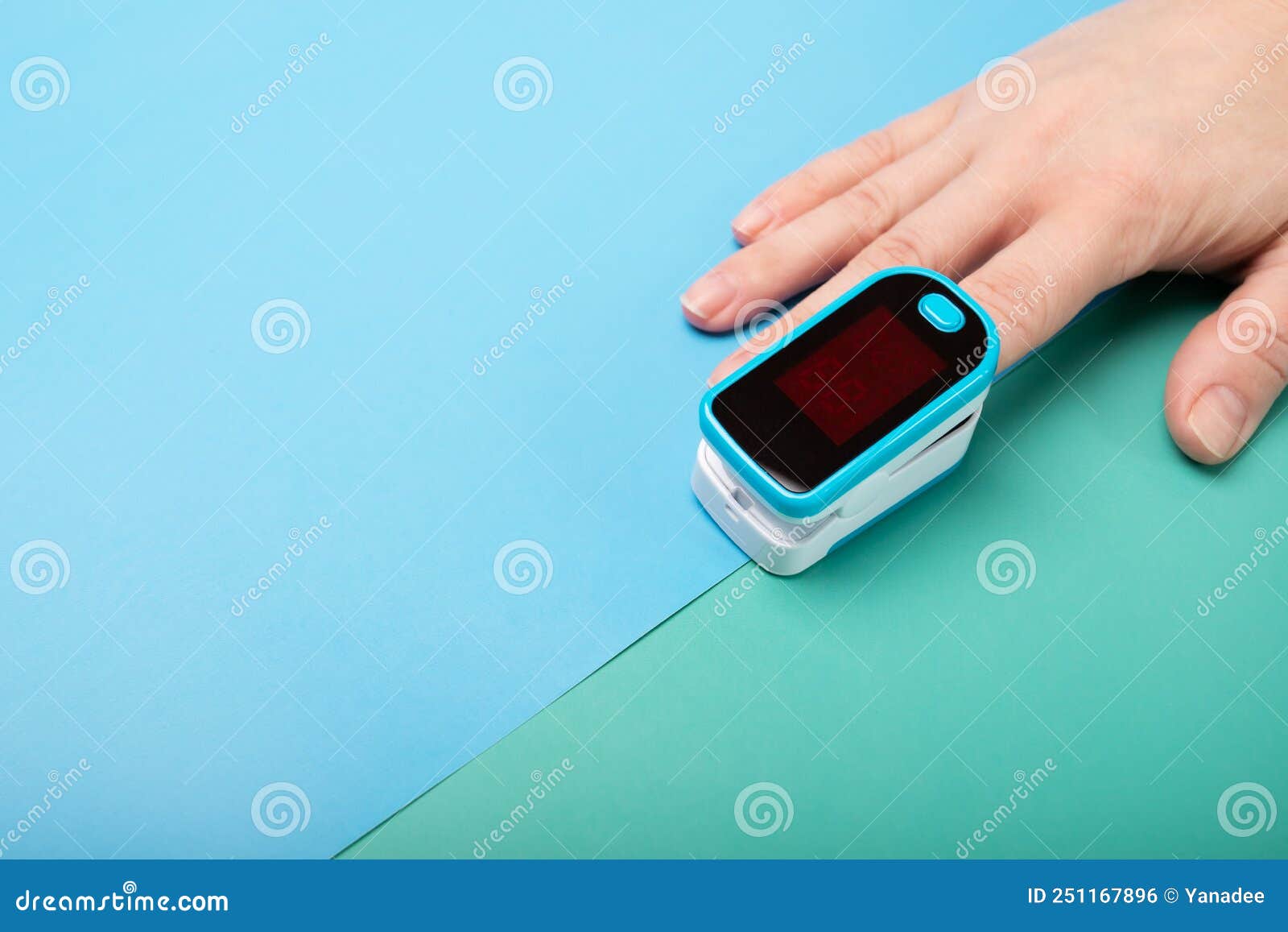Blood Oxygen Saturation, Pulse Oximeter on the Finger Stock Photo ...