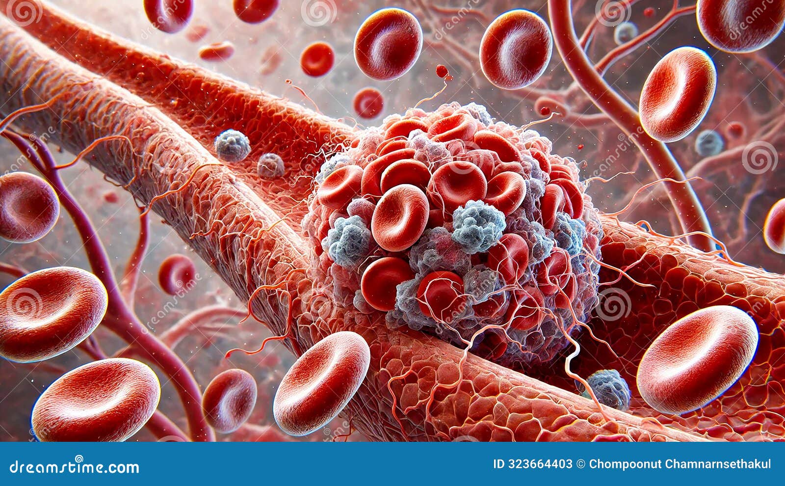Blood Platelets Forming a Clot.platelets Aggregating at the Site of a ...