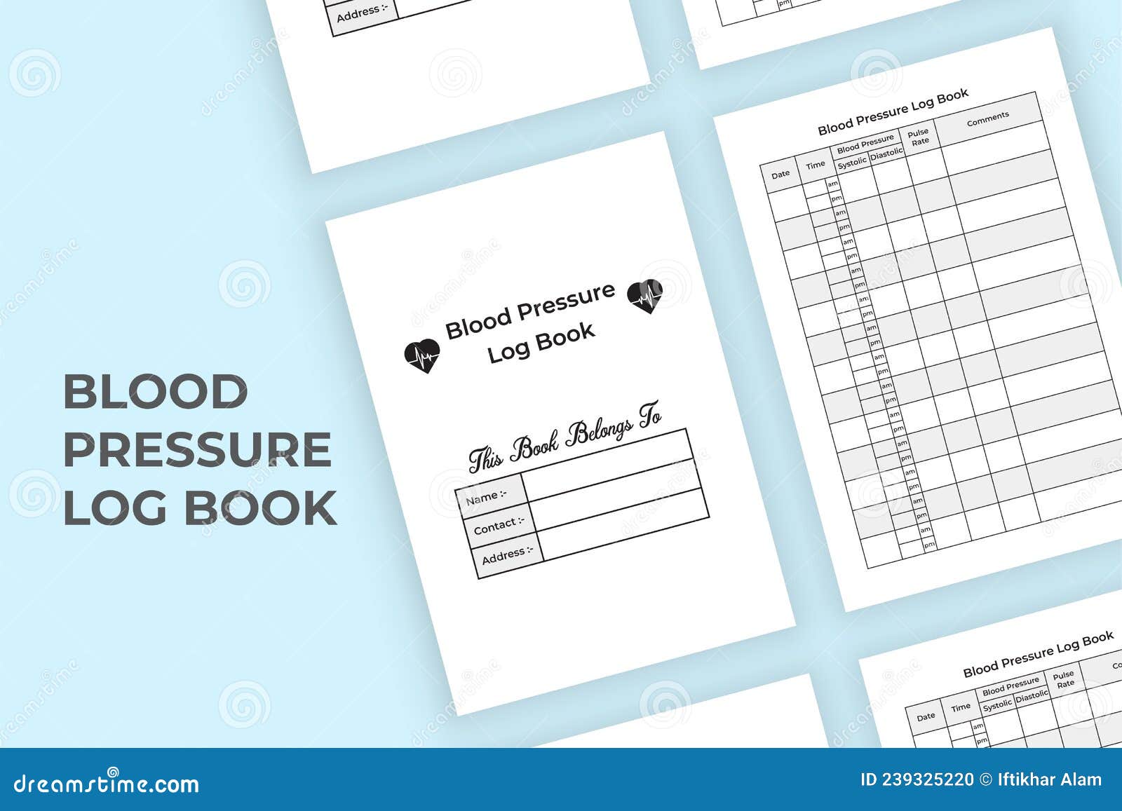 Blood Pressure Log Book KDP Interior. Blood Pressure Logbook And Pulse ...