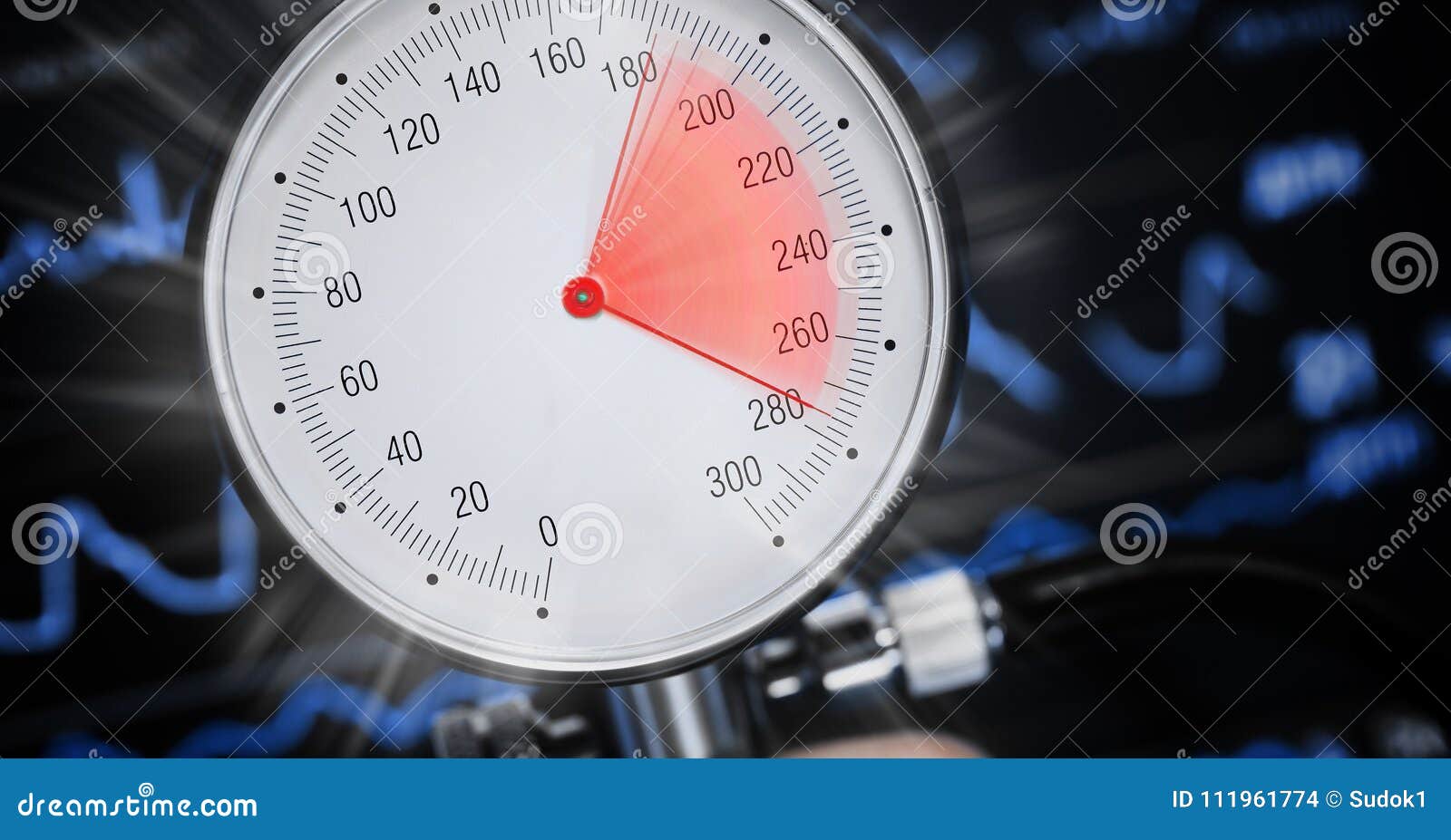 Blood Pressure Meter with Red Marked Zone Stock Photo - Image of health ...