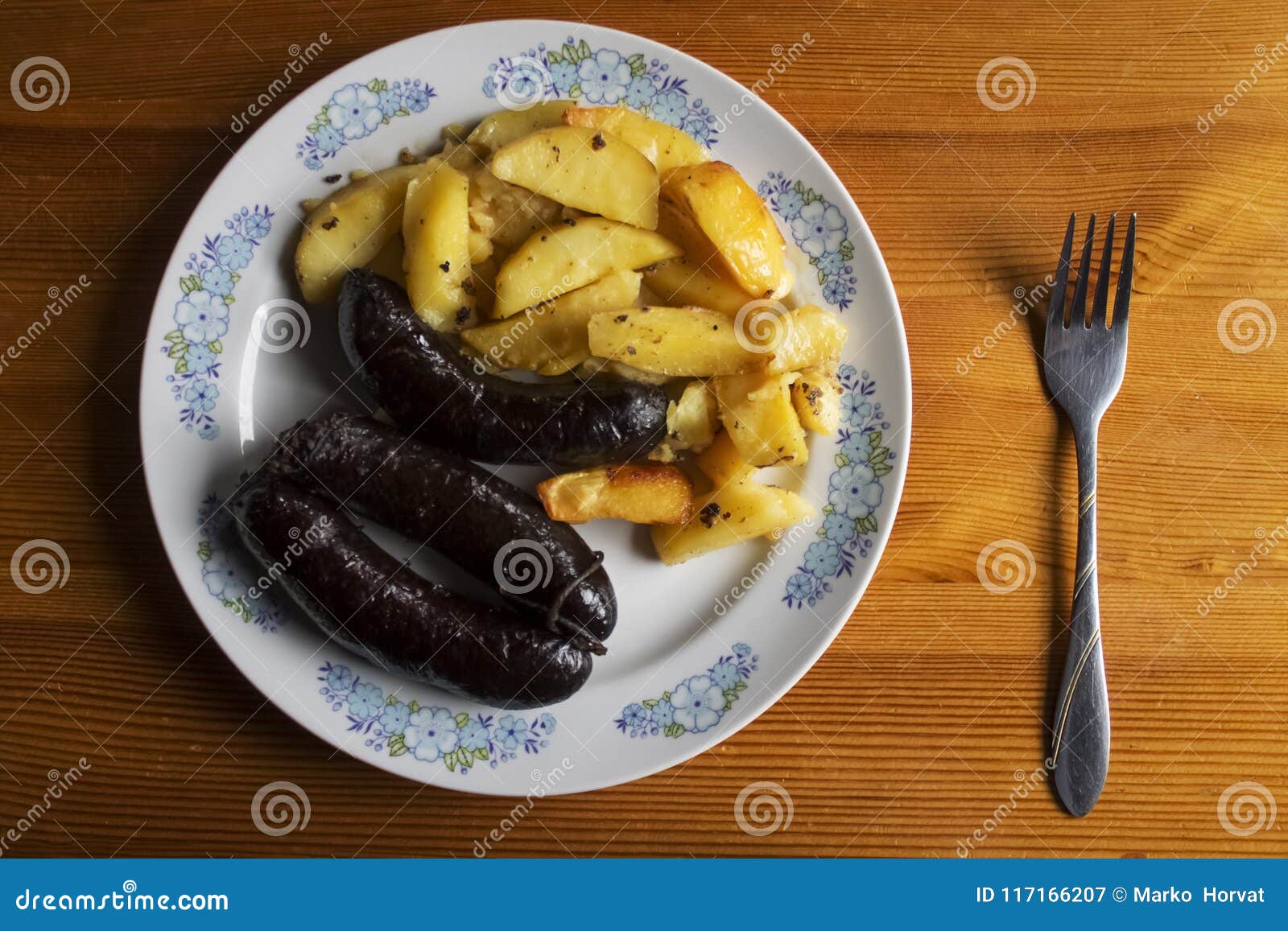 Blood-pudding stock image. Image of diet, fork, roasted - 117166207