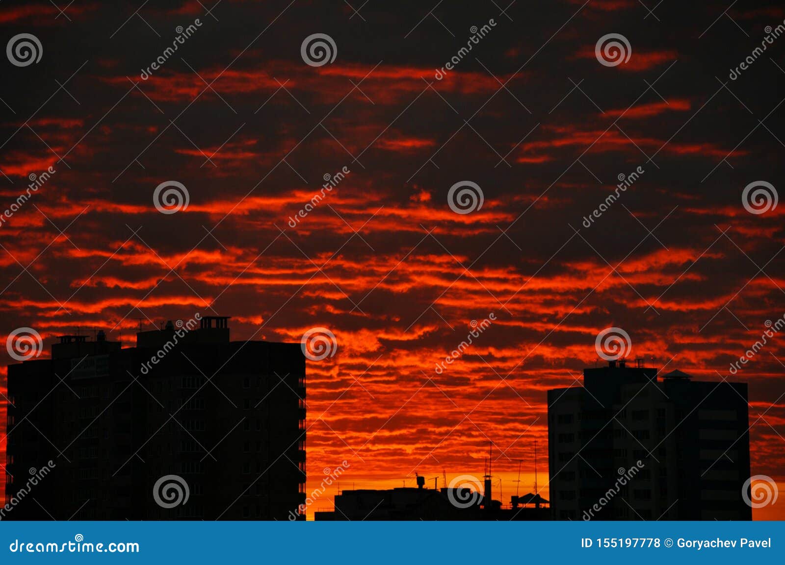 Blood-red Clouds at Sunset in the City Stock Photo - Image of city ...