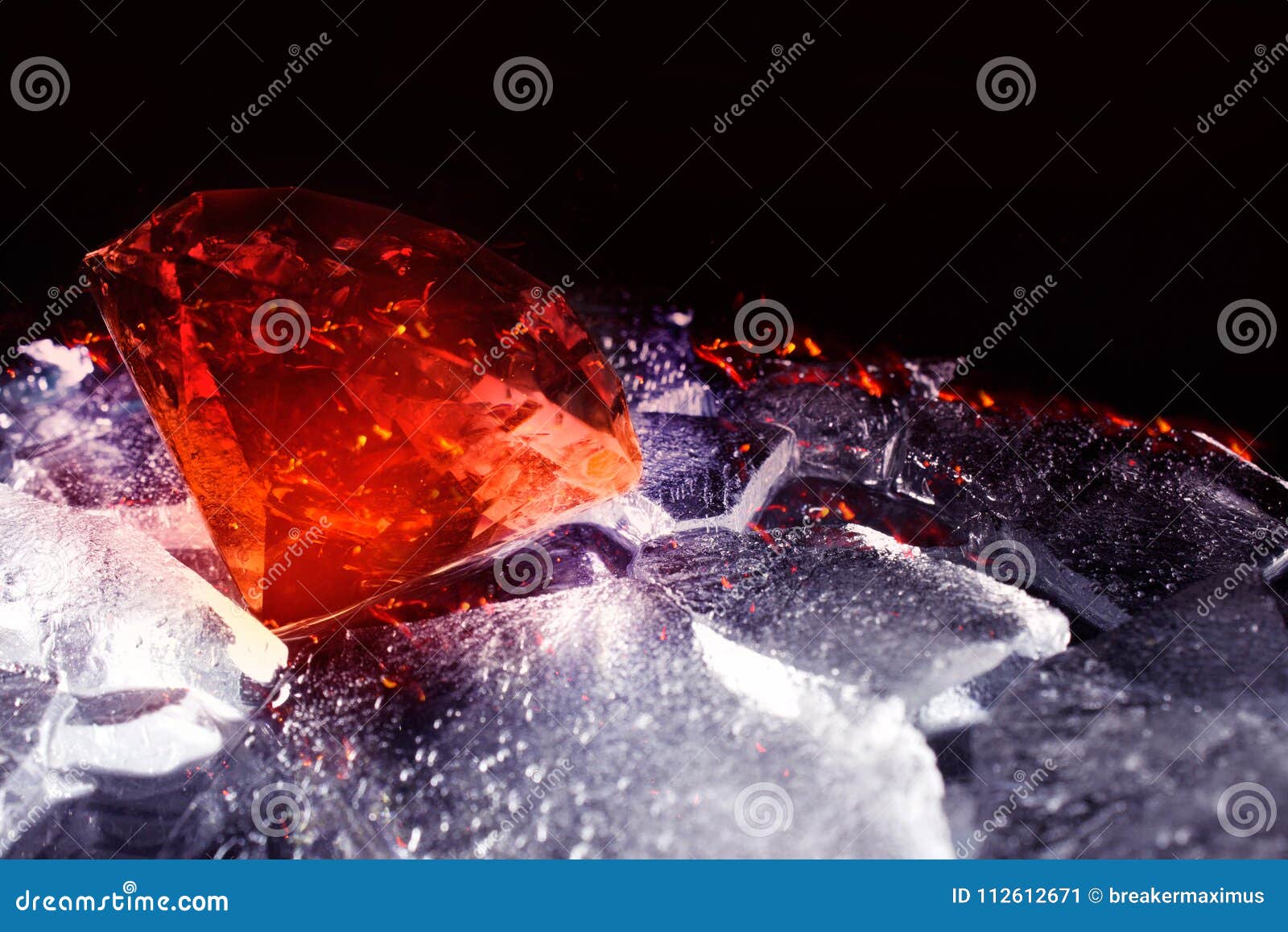 Blood Red Diamond on Black Ice. Stock Image - Image of bridal, jewelry ...