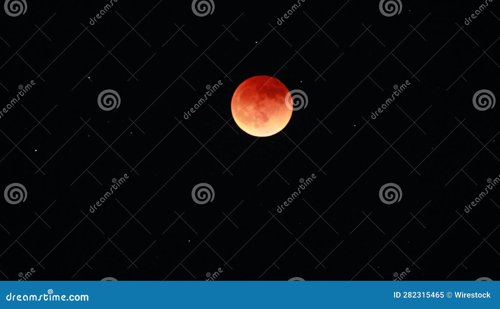 Blood-red Eclipse of the Moon in the Night Sky with Shining Stars Stock ...