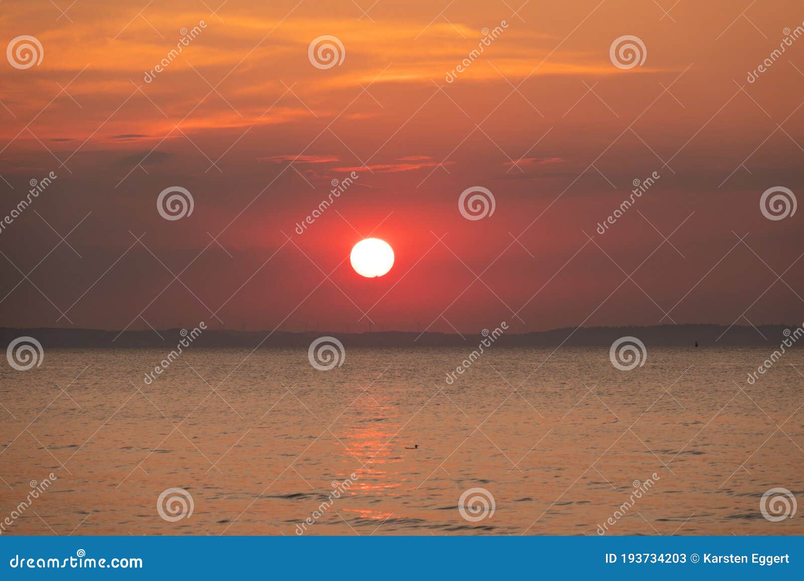 A Blood Red Sun Sets Over the Baltic Sea Stock Image - Image of element ...