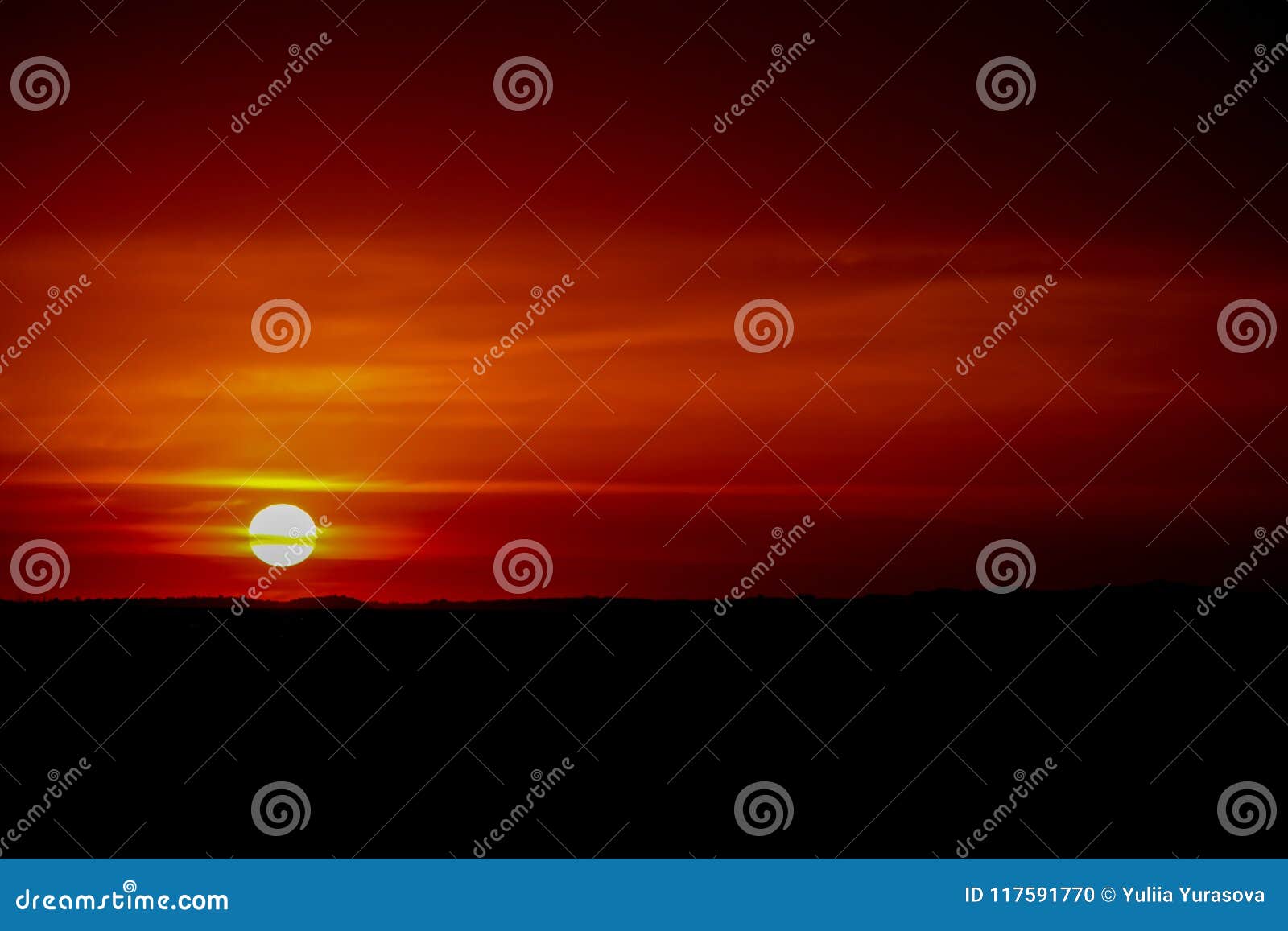 Blood Red Sunsetlight on the Sky, Sun at Horizon Stock Photo - Image of ...