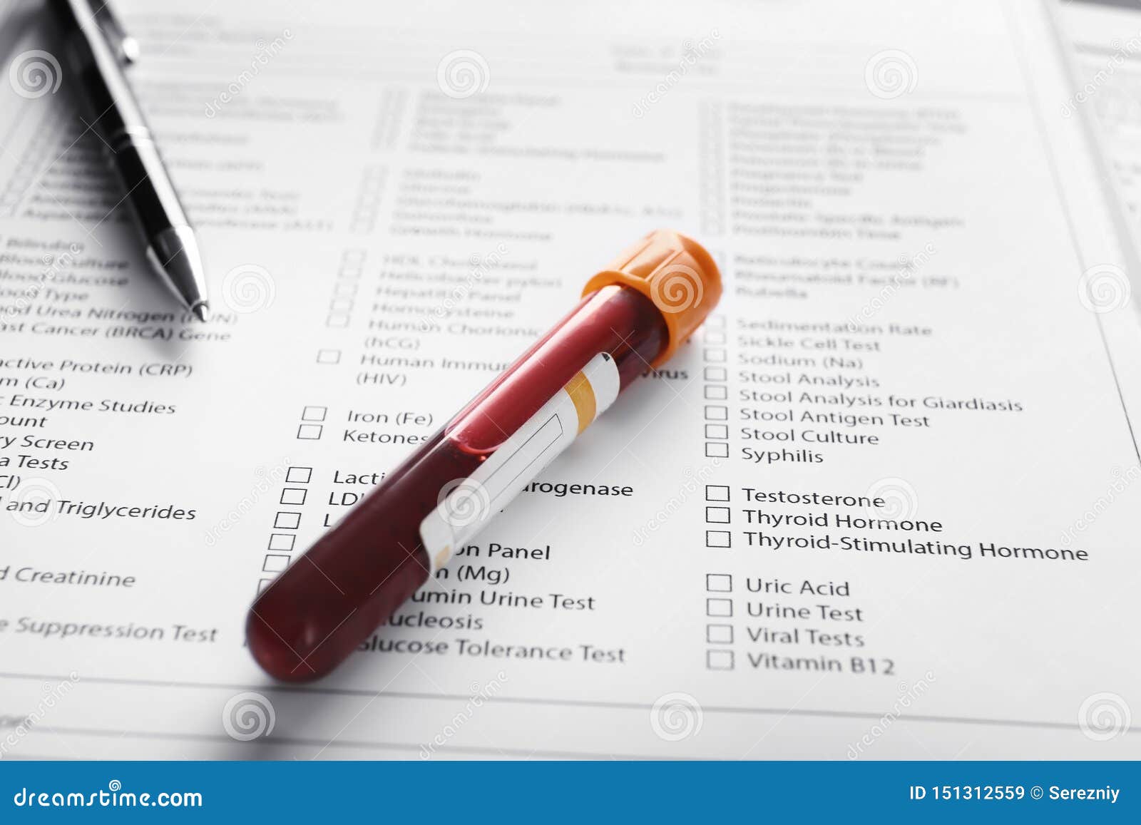 Blood Sample on Document with Result of Analyses Stock Image - Image of ...
