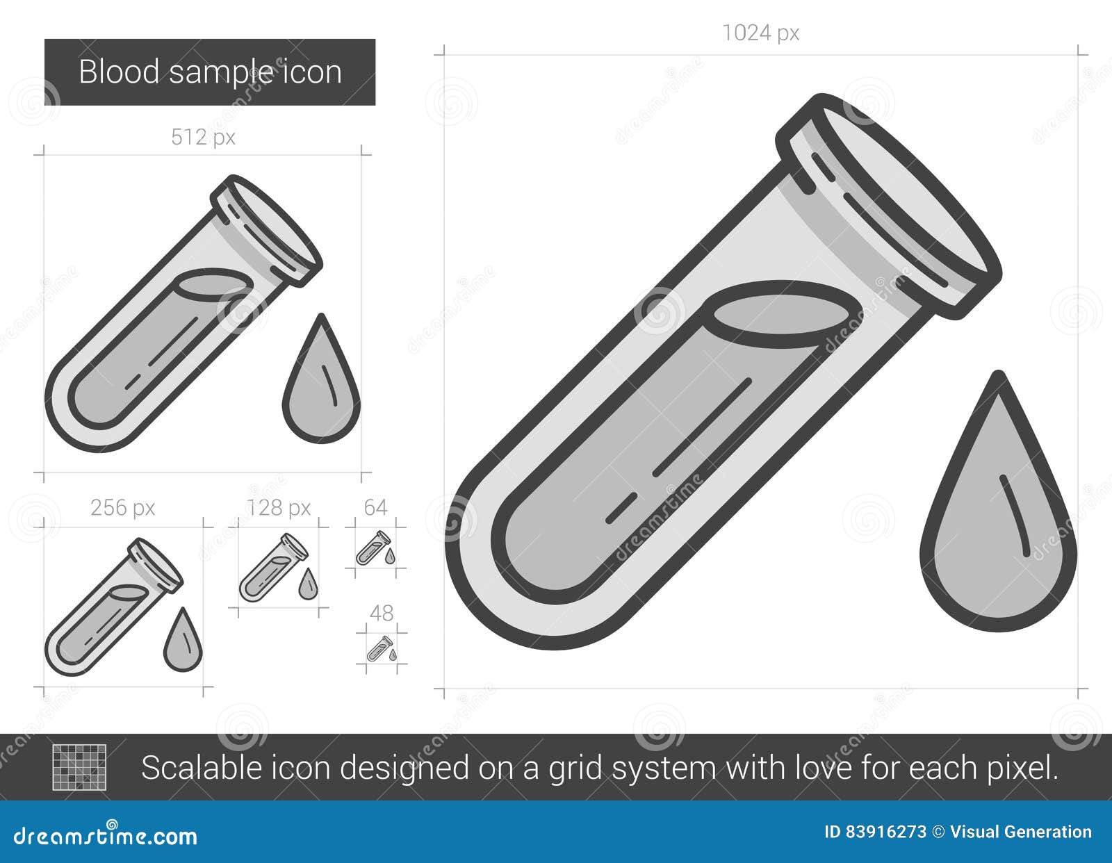 Blood sample line icon. stock vector. Illustration of medical - 83916273