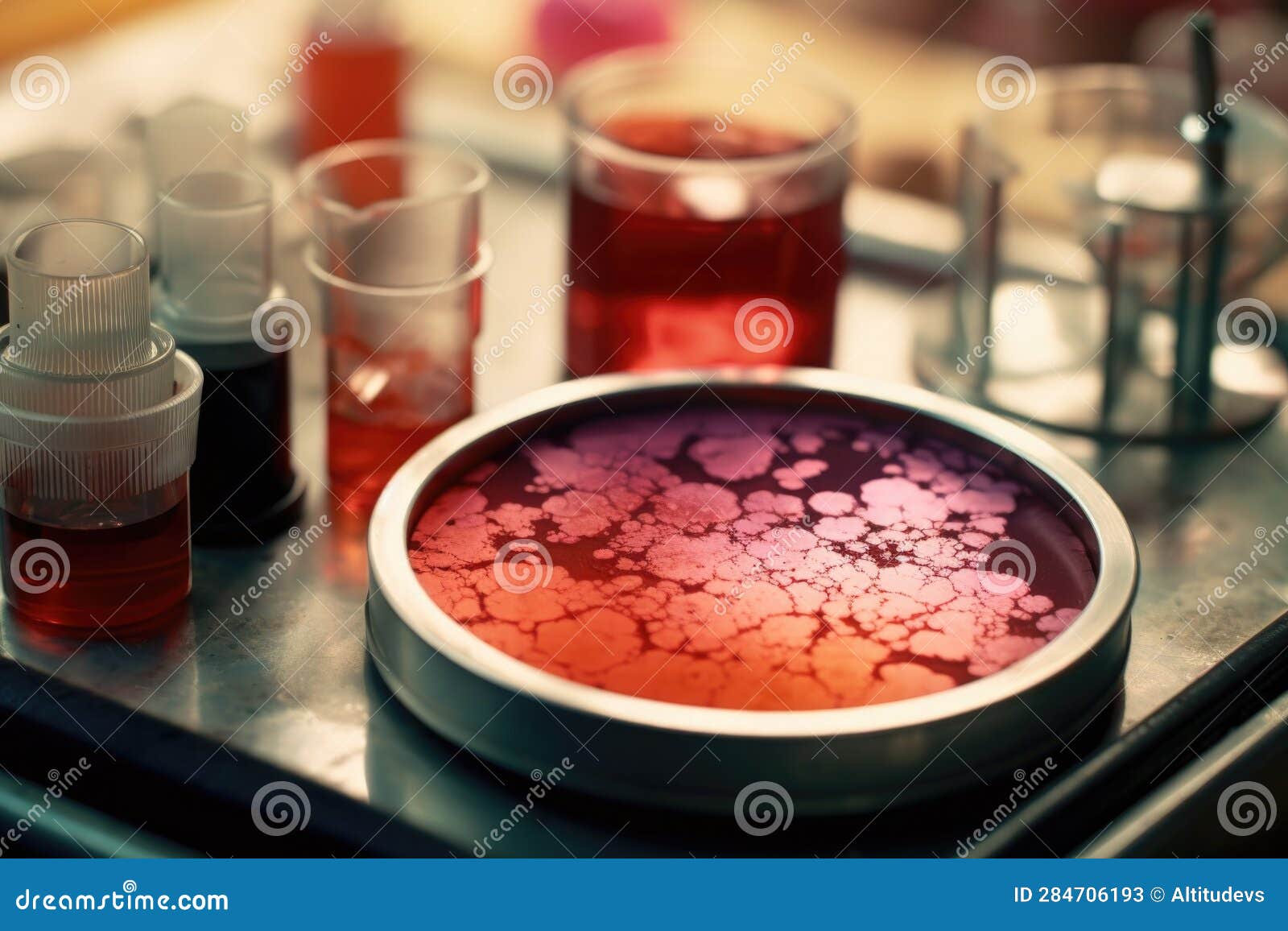 Blood Sample in a Petri Dish Near a Microscope Stock Image - Image of ...