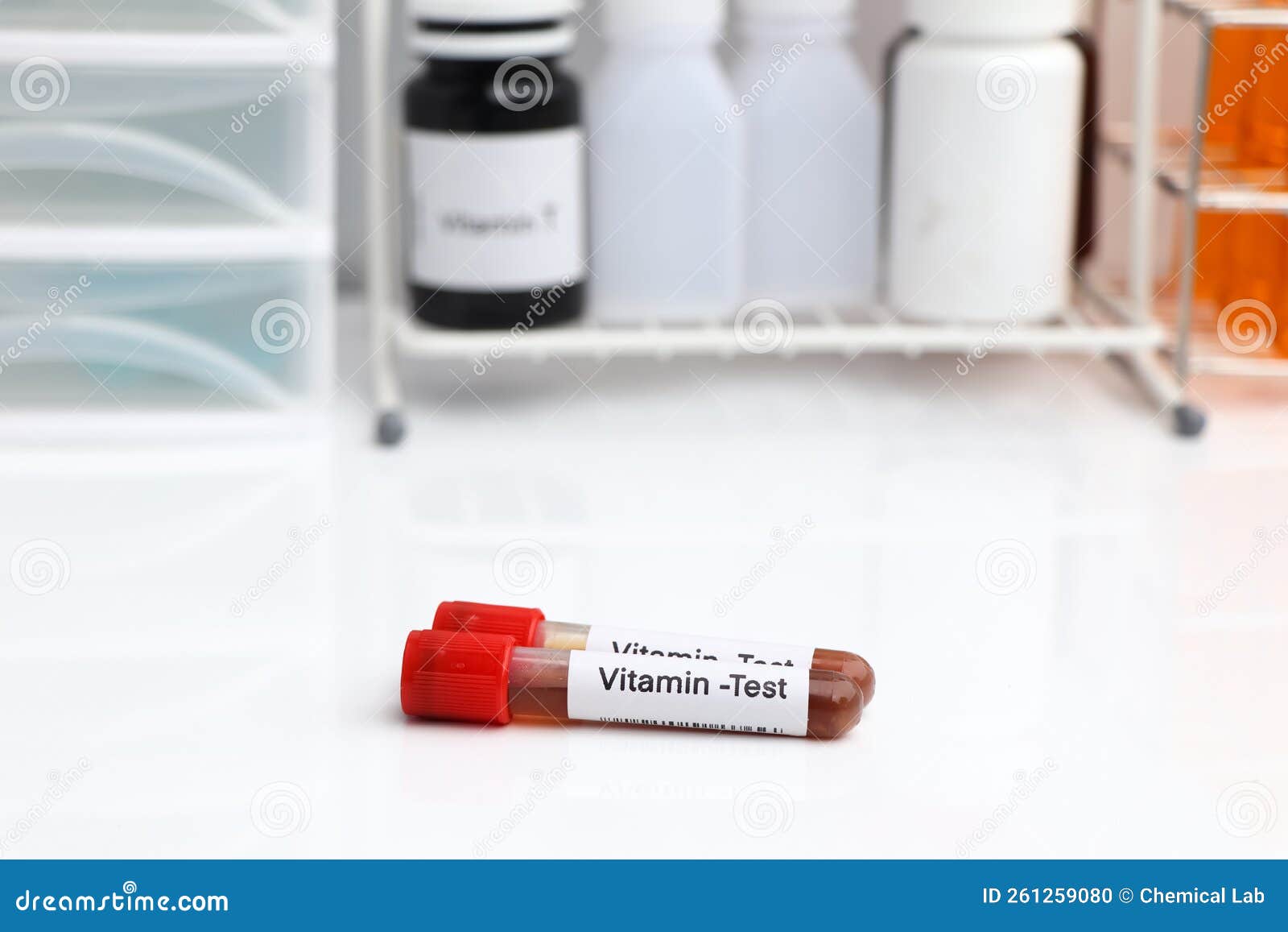 Blood Samples for Testing Vitamin in the Laboratory Stock Photo - Image ...