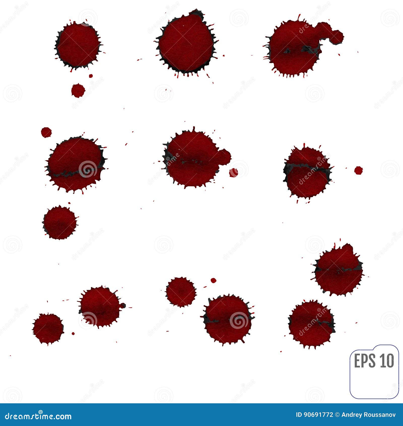 Blood Set. Drippings Blood on White Background. Vector Stock Vector ...