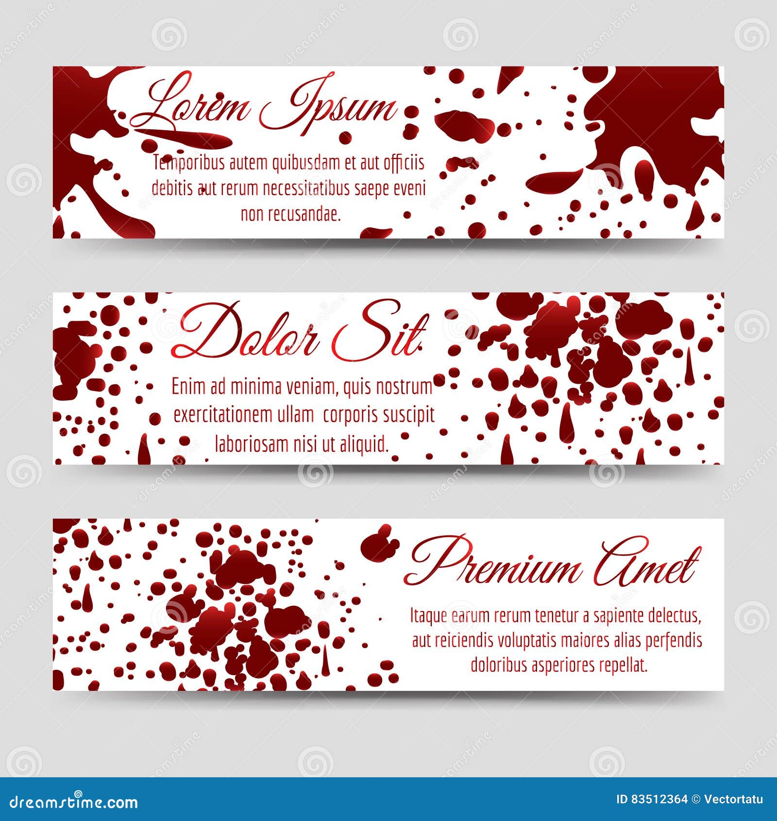 Blood Splashes Horizontal Banners Templates Stock Vector - Illustration ...