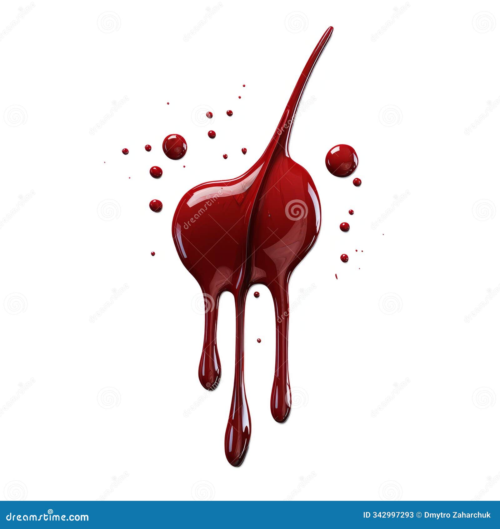 Blood Splatter with a Drip Effect, Trailing Downward, Isolated on a ...