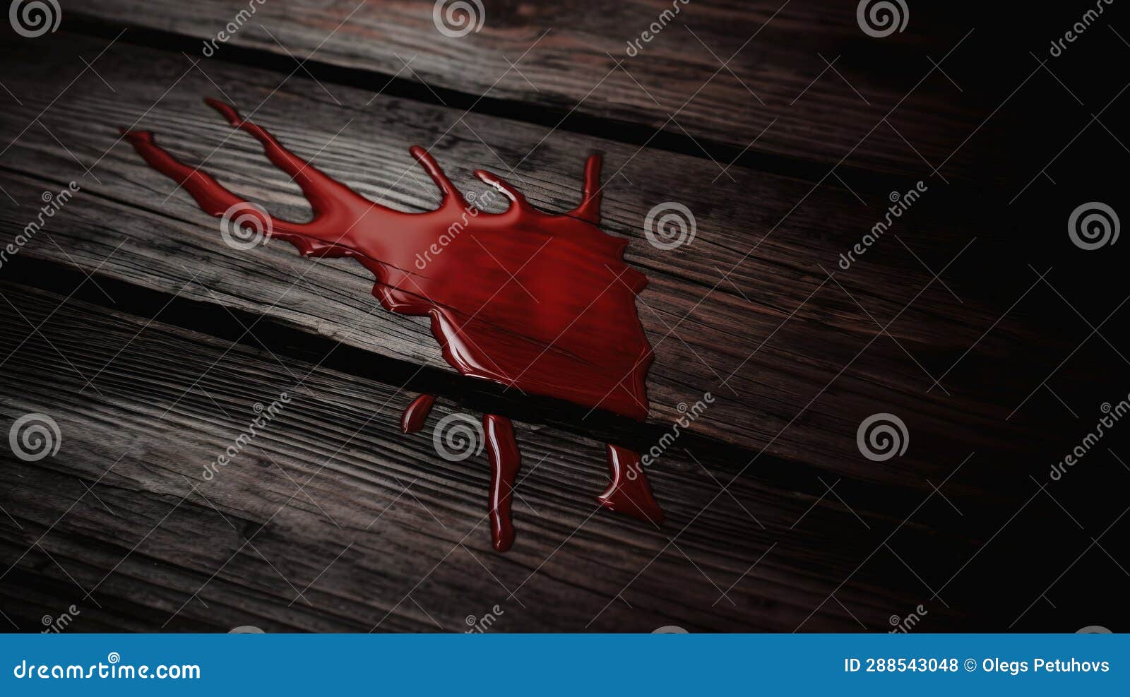 A Blood Stain on a Wooden Surface with a Black Background Stock Photo ...