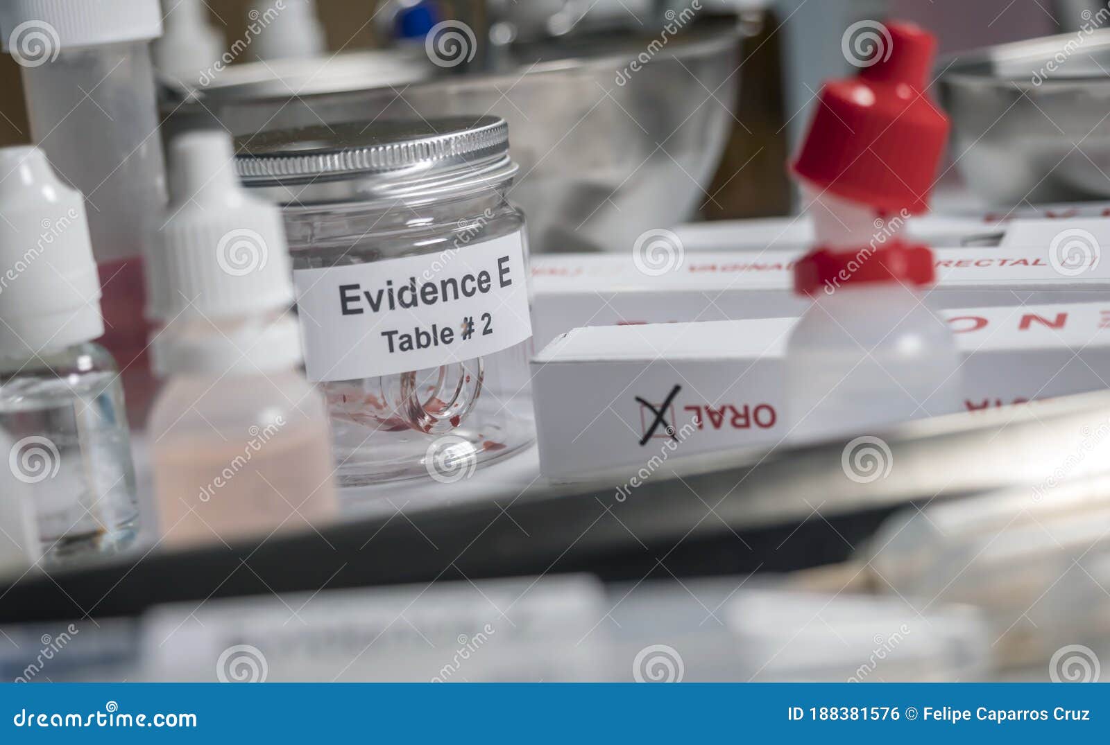 Blood-stained Glass Sample in an Evidence Jar Stock Photo - Image of ...