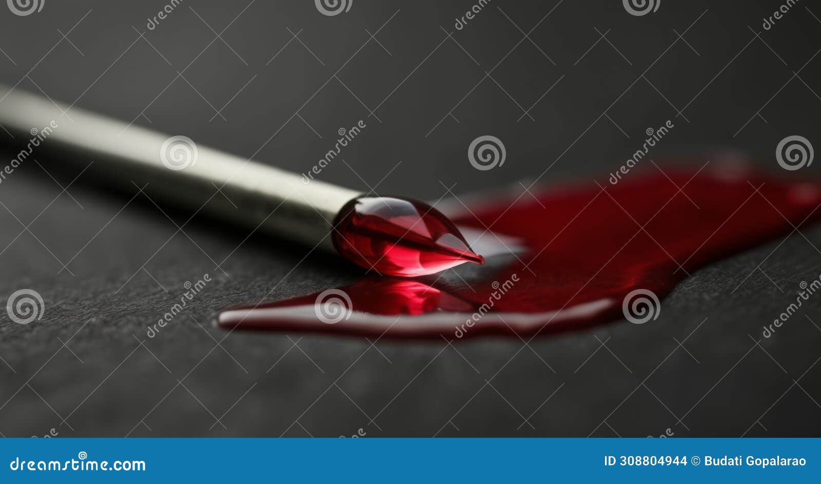 Blood-stained Pen, a Symbol of a Crime Scene Stock Illustration ...