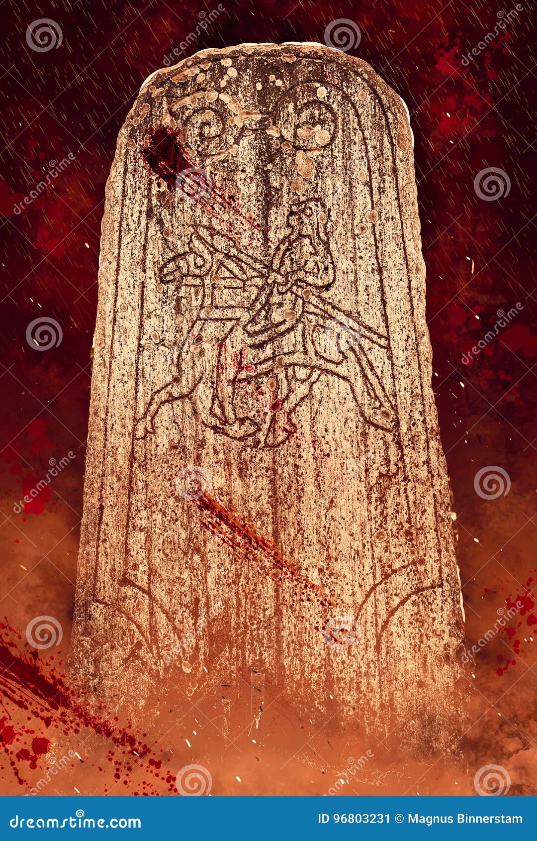Blood stained rune stone stock image. Image of special - 96803231