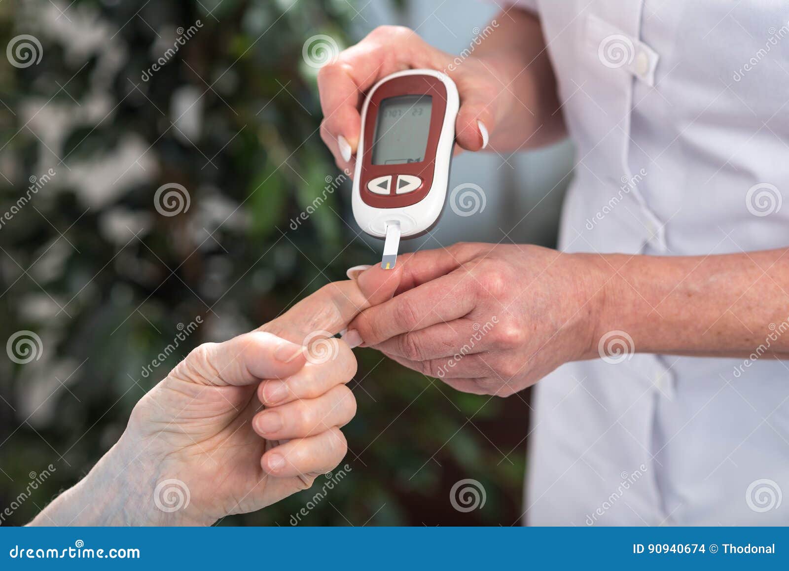 Blood sugar level checking stock photo. Image of analyzing - 90940674